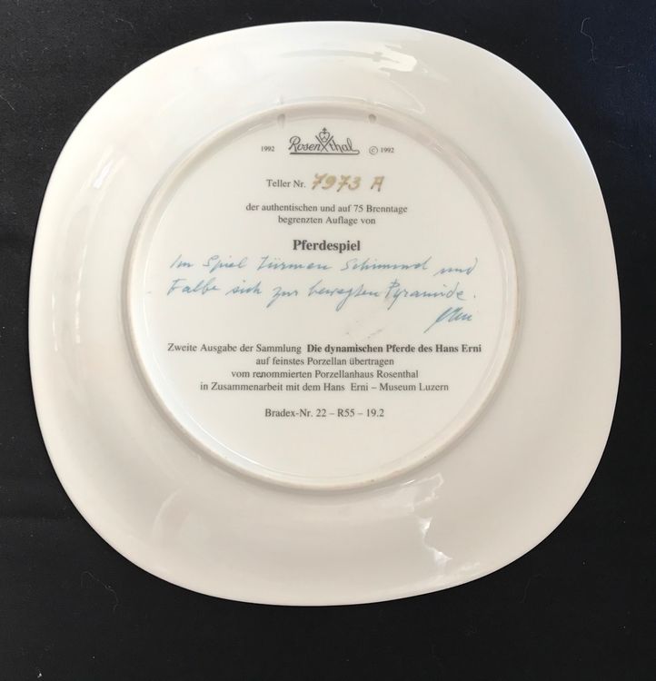 Hans Erni - Porzellanteller Rosenthal - Pferdespiel (Neu (gemäss Beschreibung)) in Rheinfelden ...