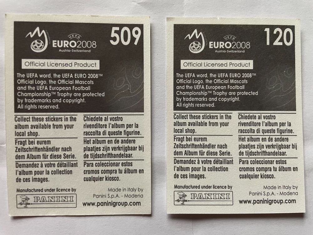 Cristiano Ronaldo Panini UEFA Euro 2008 (Bilder 120 ud 509) (Gebraucht) in Tegerfelden für CHF ...