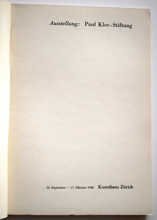 RAR Paul Klee Klee-Stiftung Kunsthaus Zürich 1948 | Kaufen auf Ricardo