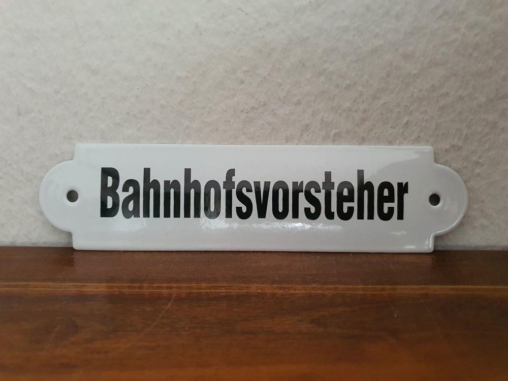 Emailschild Bahnhofsvorsteher Zug Bahn Tram Emaille Schild (Neu (gemäss Beschreibung)) in ...