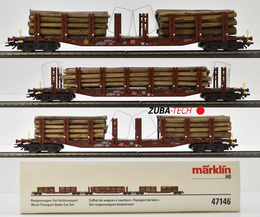 Märklin 47146 Rungenwagen-Set Holztransport H0 WS mit OVP (Gebraucht ...