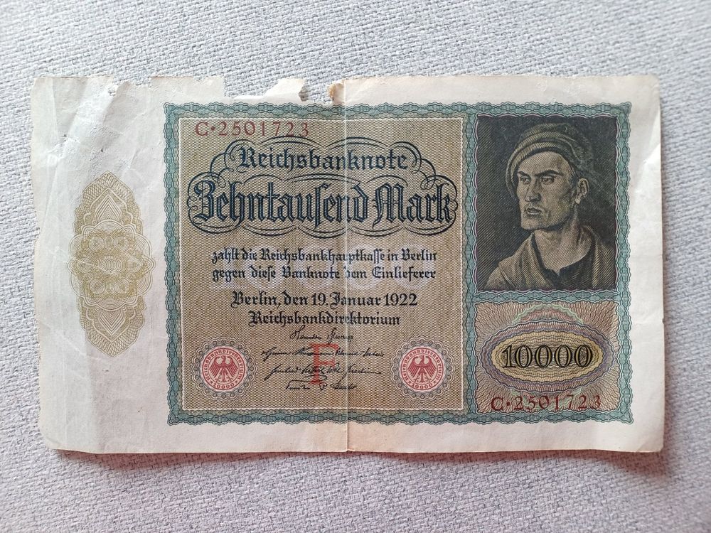 Weimarer Republik, 10,000 Mark Reichsbanknote 1922 | Kaufen auf Ricardo