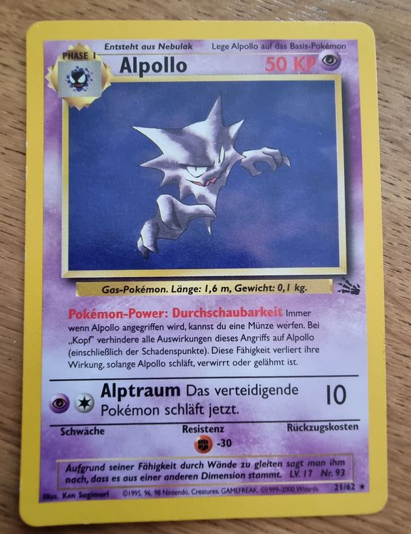 Pokémon Alpollo Fossil Base Set 21/62 DE | Kaufen auf Ricardo
