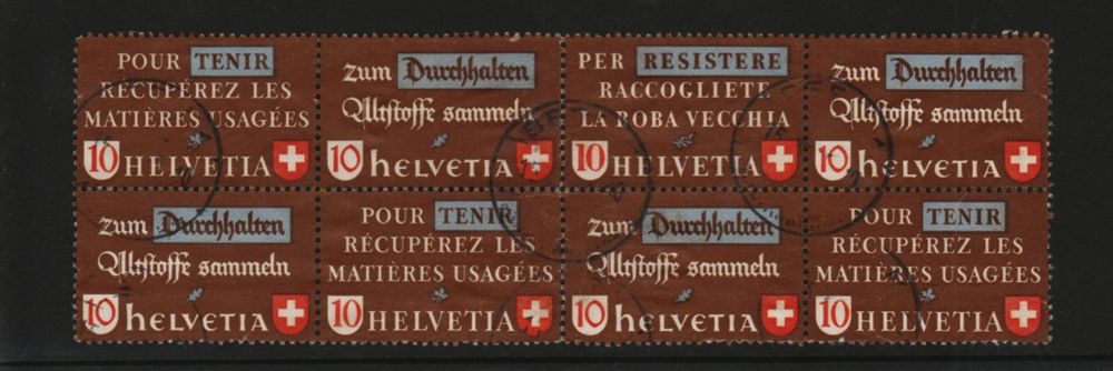 1942 Bloc de 8 ⨀ Coin supérieur droit de feuille (fdid-dfdf) (Neu ...