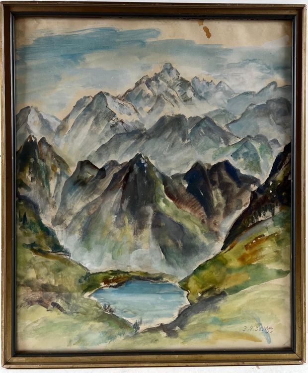 Sehr Alte Berglandschaft Aquarell Signiert mit Datiert | Kaufen auf Ricardo