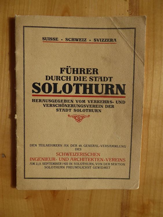 Führer Stadt Solothurn1922 (Gebraucht) in Bellach für CHF 5 – mit ...