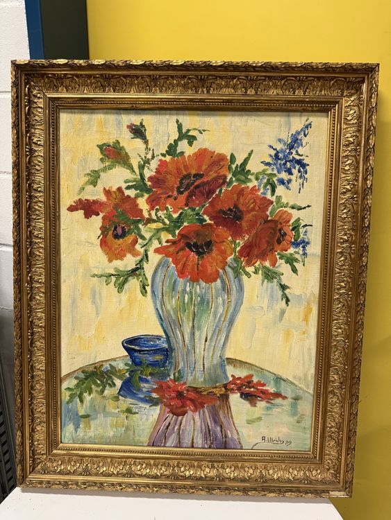 Blumen-Ölgemälde, gerahmt, signiert A. Ullrich 39 ab 5.- (Gebraucht) in Strengelbach für CHF 55 ...
