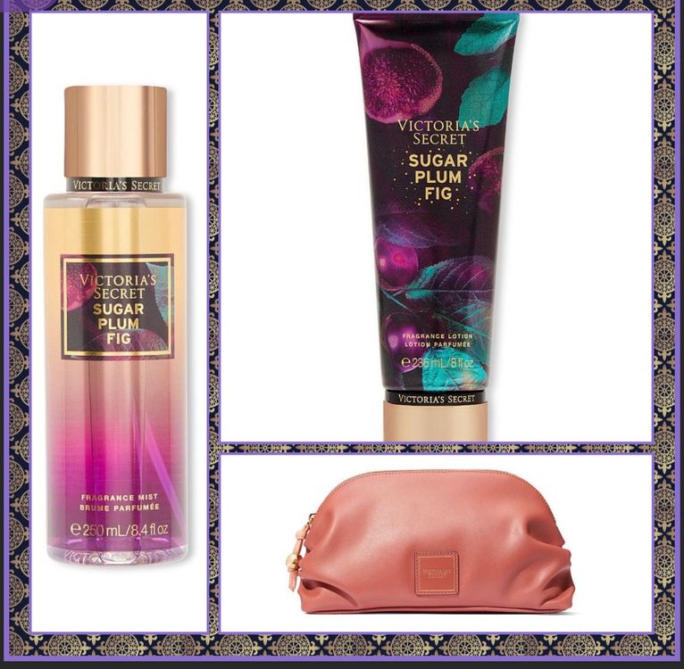 Victorias Secret Set Sugar Plum Fig Lotion + Spray + Tasche (Neu und ...