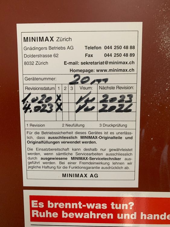 Schlauchrolle 20m Feuerlöschposten Wandhydrant Minimax 2023 (Gebraucht ...