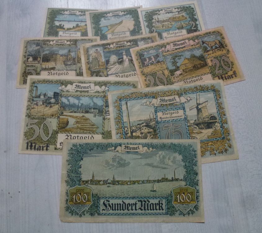 Lot ++ 9 seltene Notgeldscheine aus Memel 1922 (Gebraucht) in Walkringen für CHF 475 – mit ...