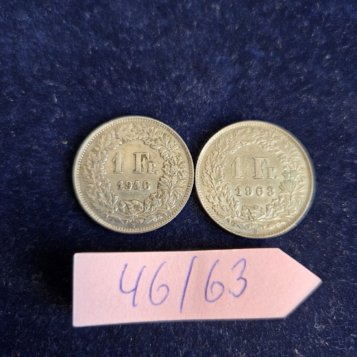 2 Silbermünzen 1 Fr. Jahrgang 1946 & 1963 (Gebraucht) in Stans für CHF ...