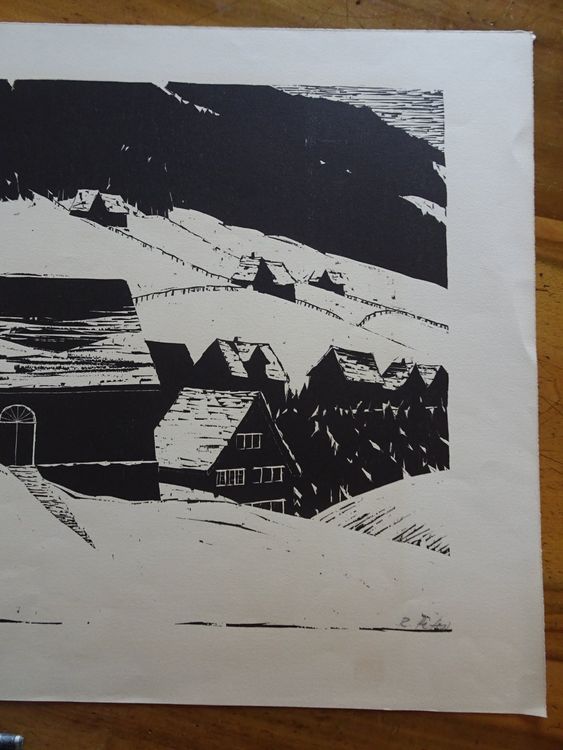 Ruedi Peter Heiden AR grosse Winterlandschaft Holzschnitt (Gebraucht ...