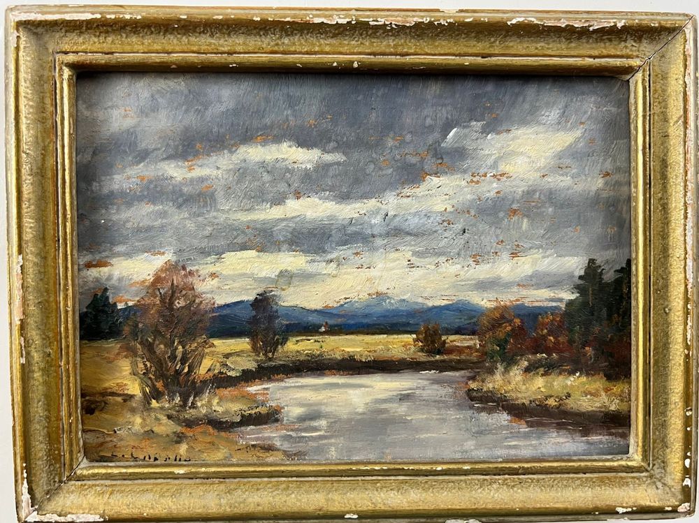 Wasserlauf Landschafts Gemälde Schwerleserlig signiert. (Gebraucht) in Neuhausen am Rheinfall ...