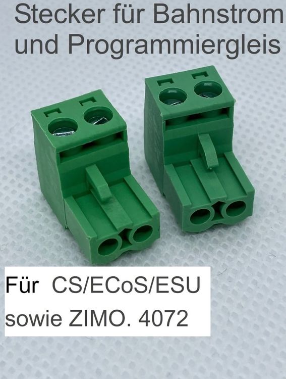 2x Stecker Bahnstrom Programmiergleis CS/ECos ESU ZIMO 4072 (Neu ...
