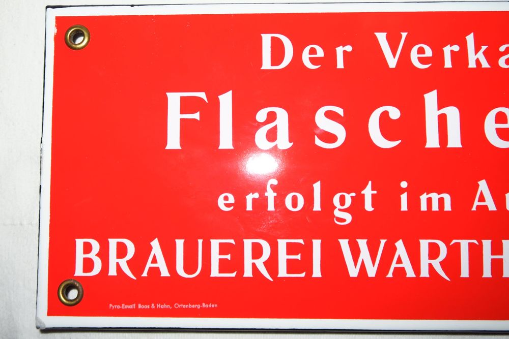 Emailschild Brauerei Warthausen G.M.B.H. Pyro Email Boss & H (Gebraucht ...