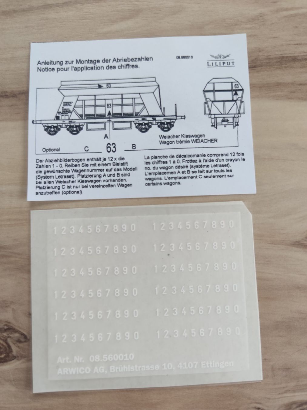 00, Weiacher Kieswagen Aufreibefolie 12x Zahlen 0-9 (Gebraucht) in ...