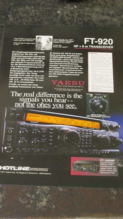 Orig. Prospekt YAESU FT - 920 (Gebraucht) in Dettighofen für CHF 6 – mit Lieferung auf Ricardo ...