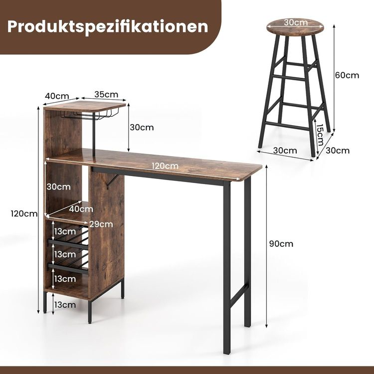 Bartisch mit Barhocker Set, 2 Personen Bartisch Set | Kaufen auf Ricardo