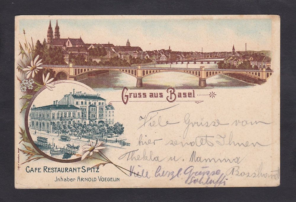 BASEL - Cafe Restaurant Spitz, Litho 1910 | Kaufen auf Ricardo