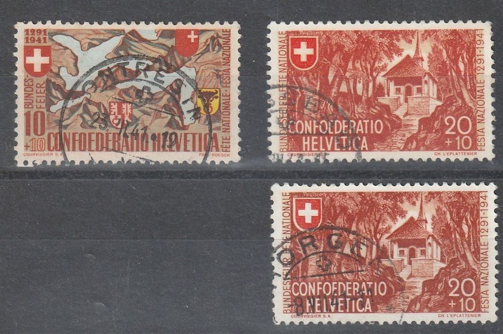 PP Satz 1941, mit bräunlicher Variante, gestempelt (Gebraucht) in Turgi für CHF 5 – mit ...