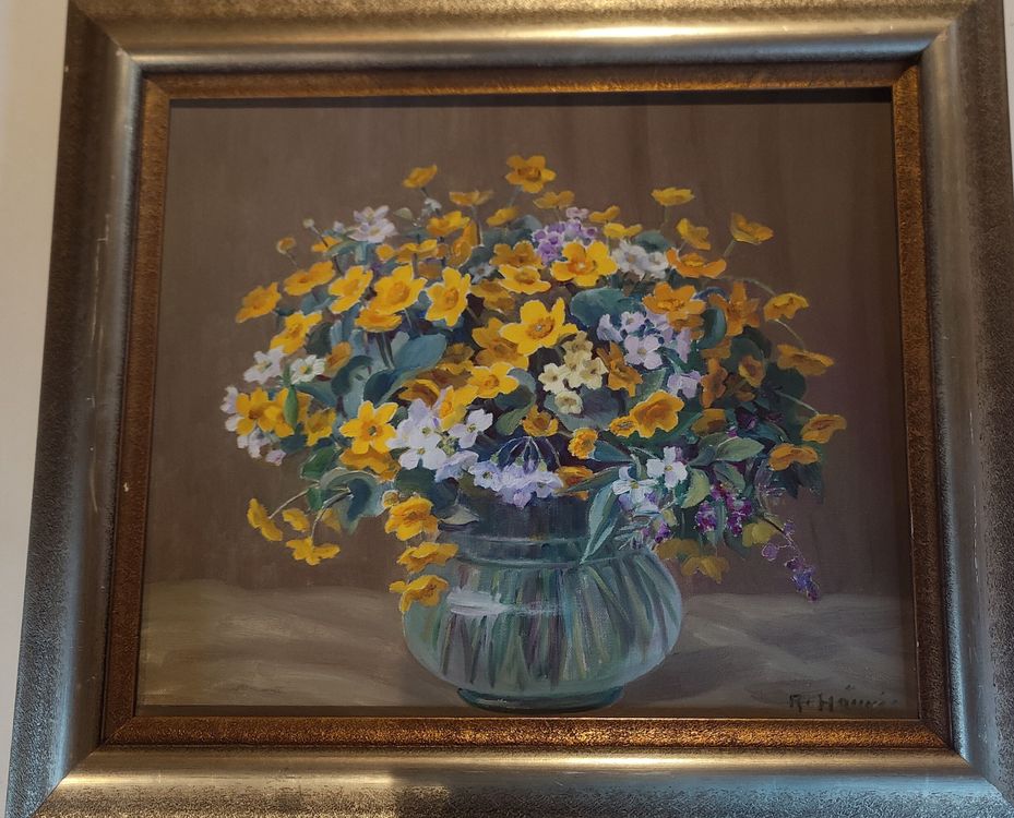 Gemälde, Blumenbild, gerahmt, signiert R. Hänni (Gebraucht) in Luterbach für CHF 40 – nur ...