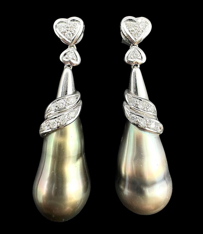 Barock Tahiti Perlen Diamanten Ohrhänger 37mm 18k Wg *S1465 (Gebraucht) in Zürich für CHF 1551 ...