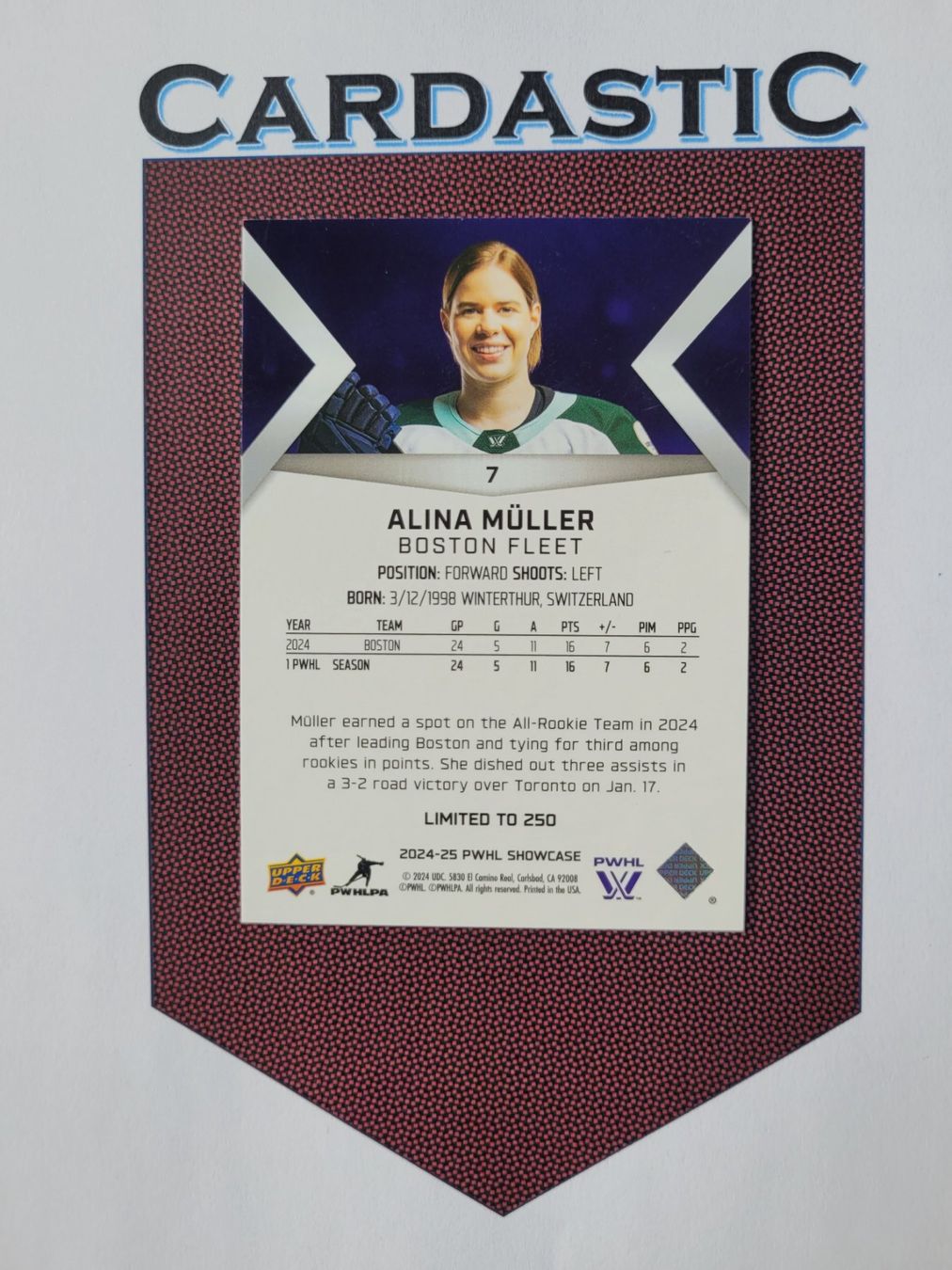 Alina Müller 2024-25 PWHL Showcase Purple limited to 250 (Gebraucht) in ...