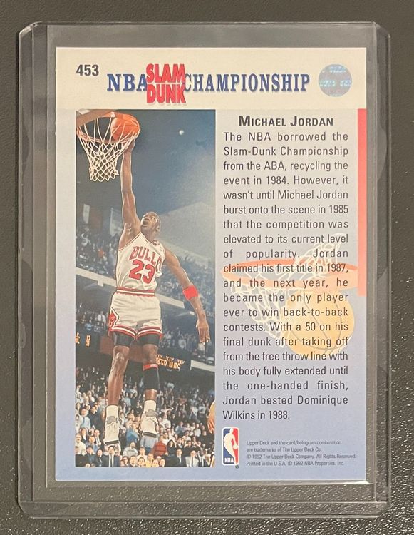 NBA Michael Jordan 1992-93 Upper Deck Slam Dunk Card (Neu (gemäss ...