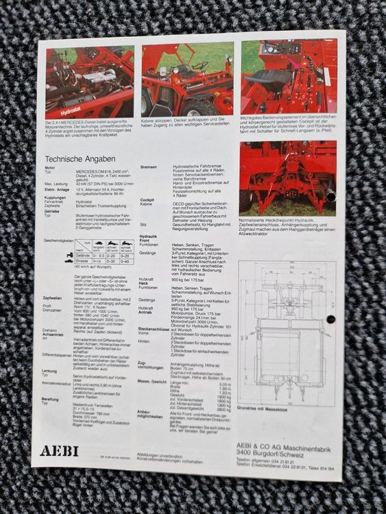 Original Prospekt Aebi TT88 Terratrac Hydrostat (Gebraucht) in Dürnten ...