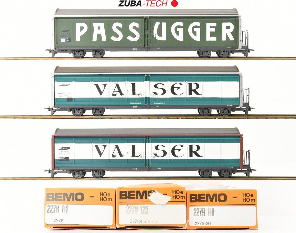 Bemo 3x Schiebewandwagen der RhB, H0m GS mit OVP | Kaufen auf Ricardo