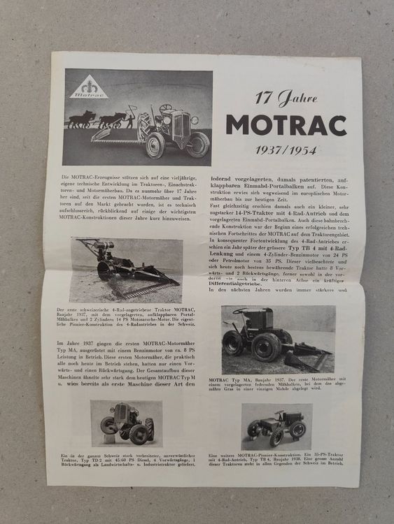 Prospekt Motrac Werke AG (Gebraucht) in Langendorf für CHF 100 – mit ...