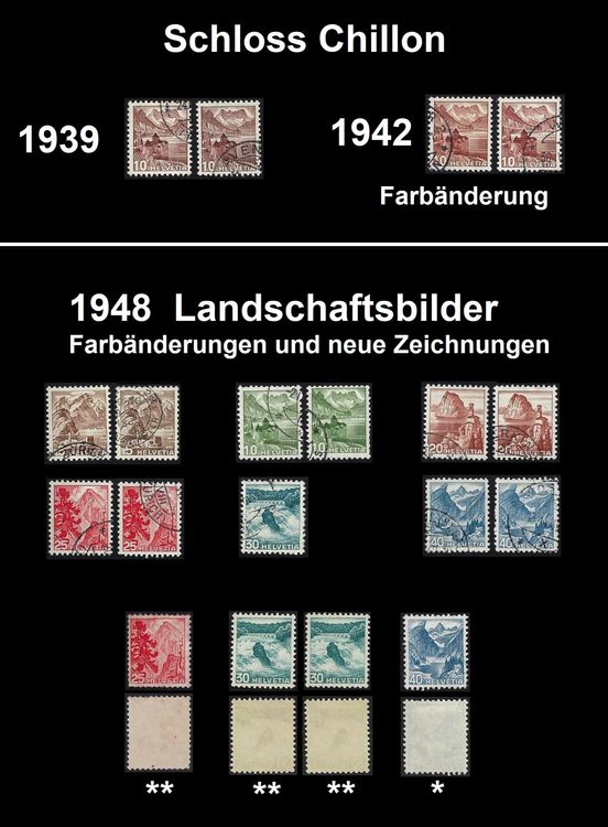 Landschaftsbilder 1948 und Schloss Chillon 1939 + 1942 (Gebraucht) in Baar für CHF 25 – mit ...