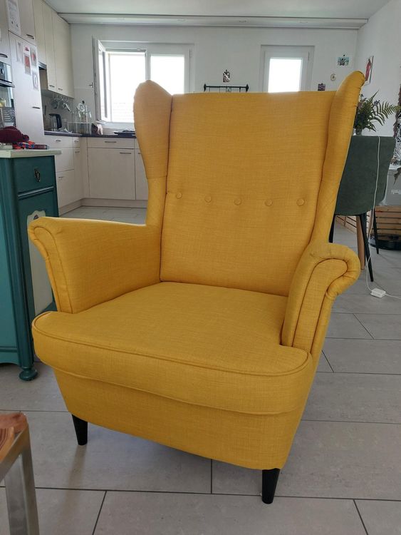 Sessel IKEA "STRANDMON Ohrensessel, Skiftebo gelb" (Gebraucht) in Basel für CHF 125 – nur ...