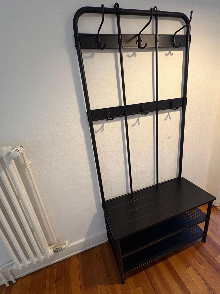 IKEA NIPÅSEN coat rack and bench with shoe storage, black (Neu (gemäss ...