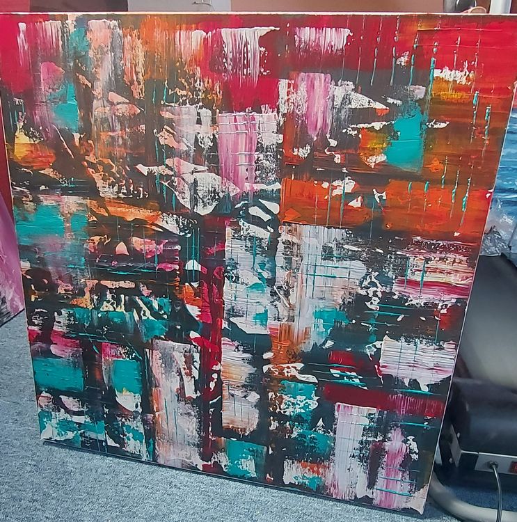 Gemälde Abstrakte Wundertüte von mir selbstgemalt 80×80 | Kaufen auf Ricardo