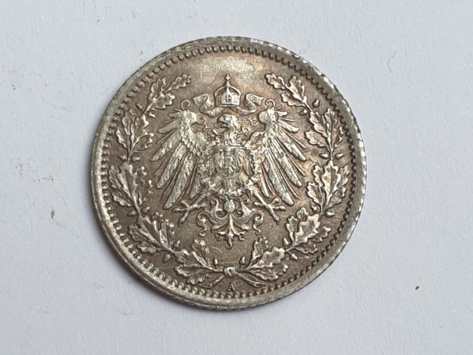 🇩🇪 1/2 Mark 1918 A - XF - *** Silver 2.78g .900 (Gebraucht) in ...