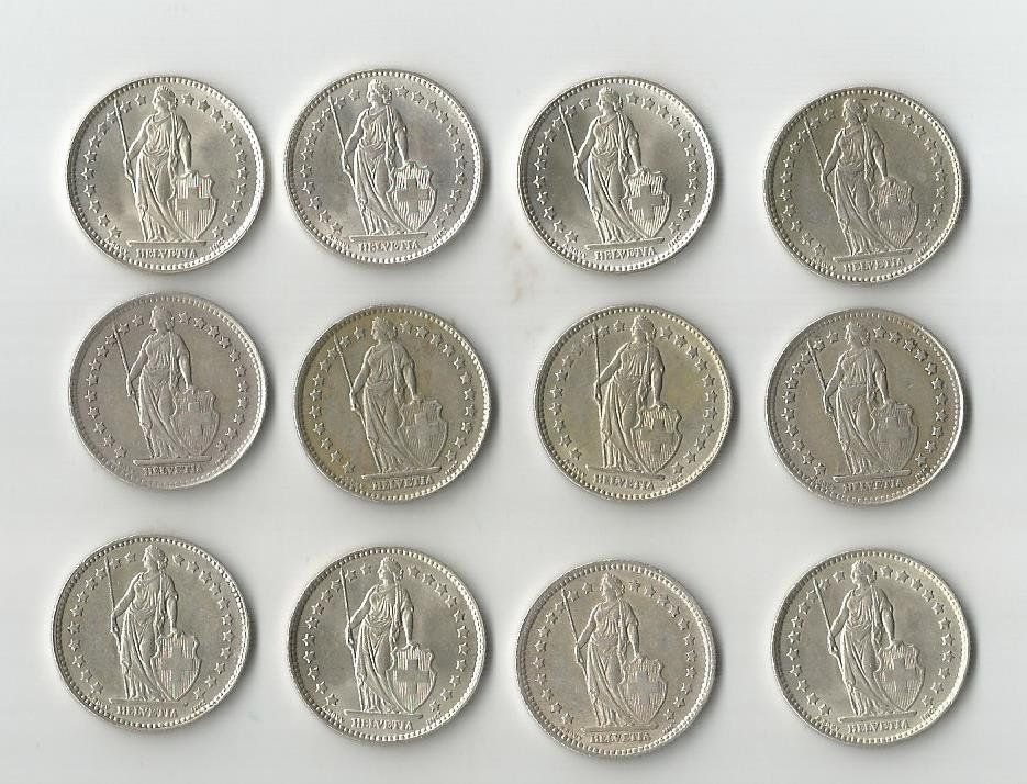 ** LOT:::::: 12 x 1.- -- SILBER LOT SCHWEIZ ** | Kaufen auf Ricardo