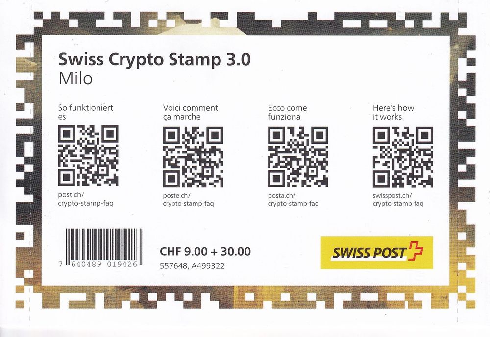 Swiss Crypto Stamp 3.0 Token Milo ab Nennwert++ (Gebraucht) in Samnaun ...