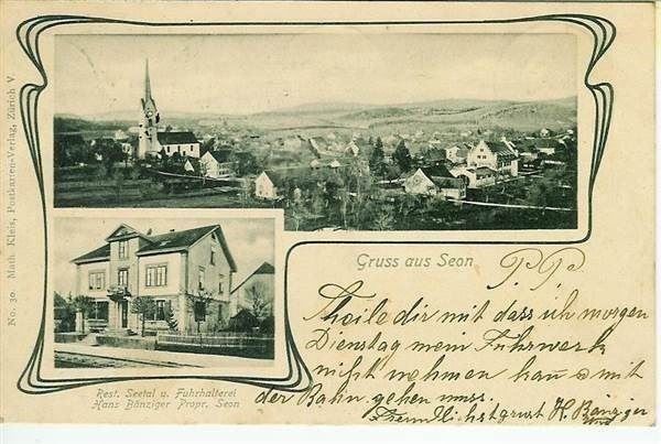 Seon AG ehemaliges Restaurant Seetal Bänziger 1903 2 Bild (Neu (gemäss ...