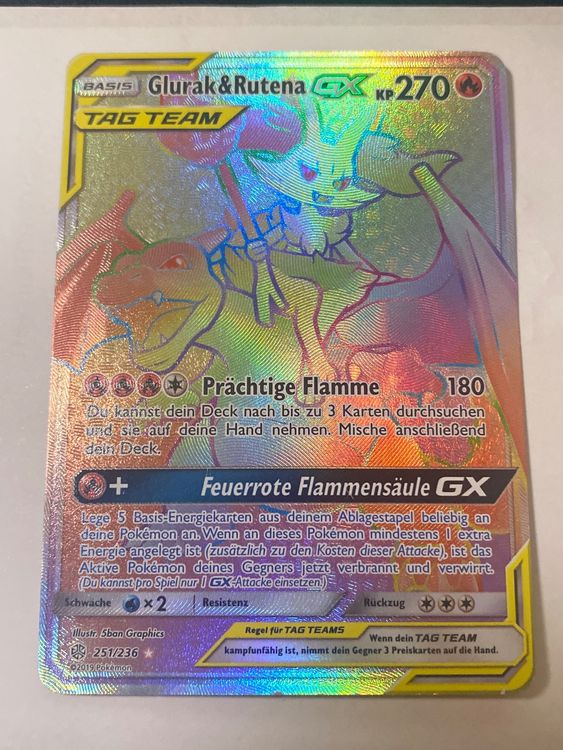 Pokemonkarte Glurak & Rutena GX Rainbow Welten im Wandel | Kaufen auf ...