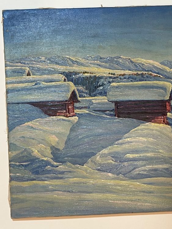 August Weber Gemälde grosse Winterlandschaft 66x56cm | Kaufen auf Ricardo