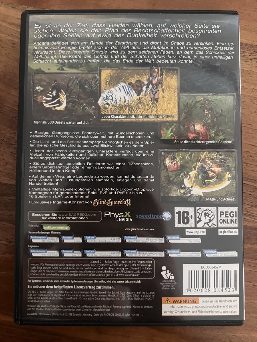 Sacred 2 Fallen Angel - PC DVD - 2 Disks (Gebraucht) in Fällanden für ...