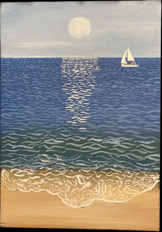 Leinwandbild Meer 25x35 cm, handbemalt | Kaufen auf Ricardo