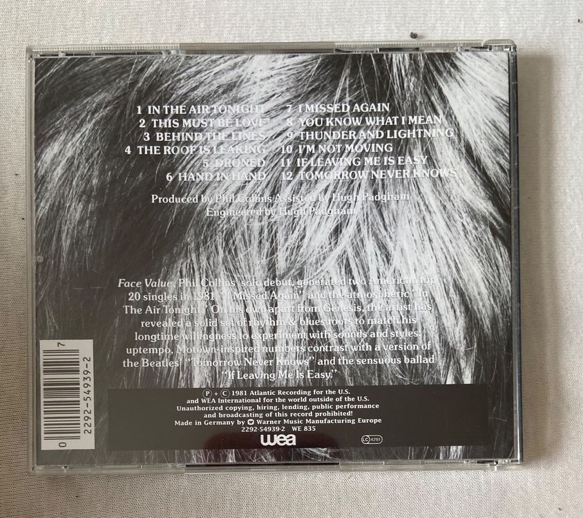 Phil Collins CD Face Value (1981) Top-Zustand (Gebraucht) in Luzern für ...