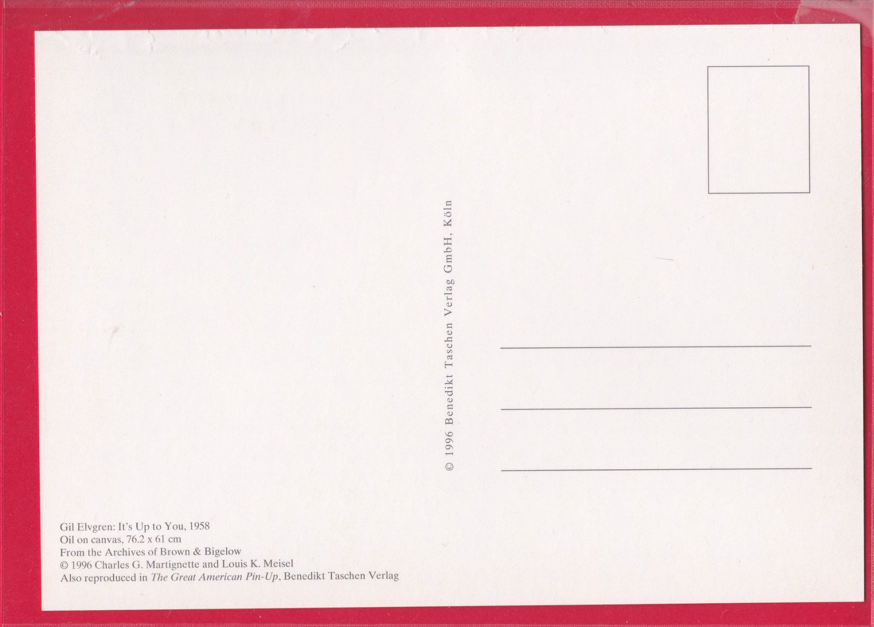 PIN UP GIRL,GIL ELVGREN, IT'S UP TO YOU, 1958, 11.3 X 16.2cm (Gebraucht ...