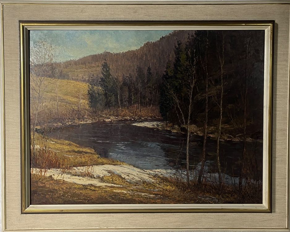 Max KELLER (1916-1982) grosse Gemälde Fluss Ansicht | Kaufen auf Ricardo