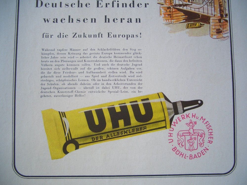 UHU der alleskleber altes Print von 1944 (Gebraucht) in Weggis für CHF ...