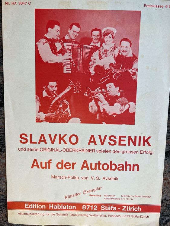 Noten Antik- Auf der Autobahn - Slavko Avsenik mit Bb-Stimme (Gebraucht ...