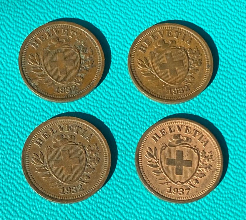 3 Stk 1 Rappen Schweiz 1932 und 1 Stk 1 Rappen Schweiz 1937 (Gebraucht ...