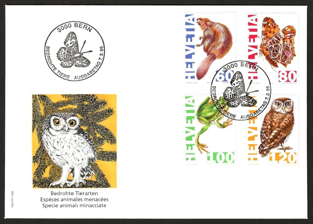 Bedrohte Tiere 1995, Ersttagsbrief | Kaufen auf Ricardo
